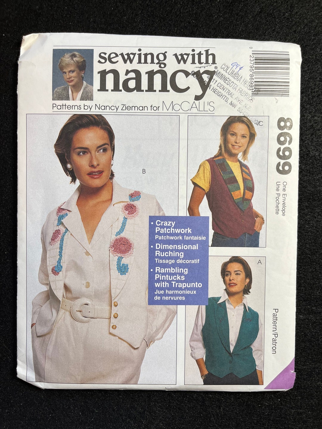 Sewing With Nancy for Mccall's 8699 Misses' Lined Vests Size 8-22 FF ...