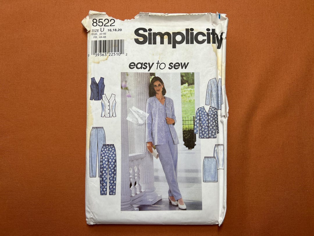 Simplicity Sewing Pattern 8522 Misses' Top Jacket Skirt & Pants Size 16 ...