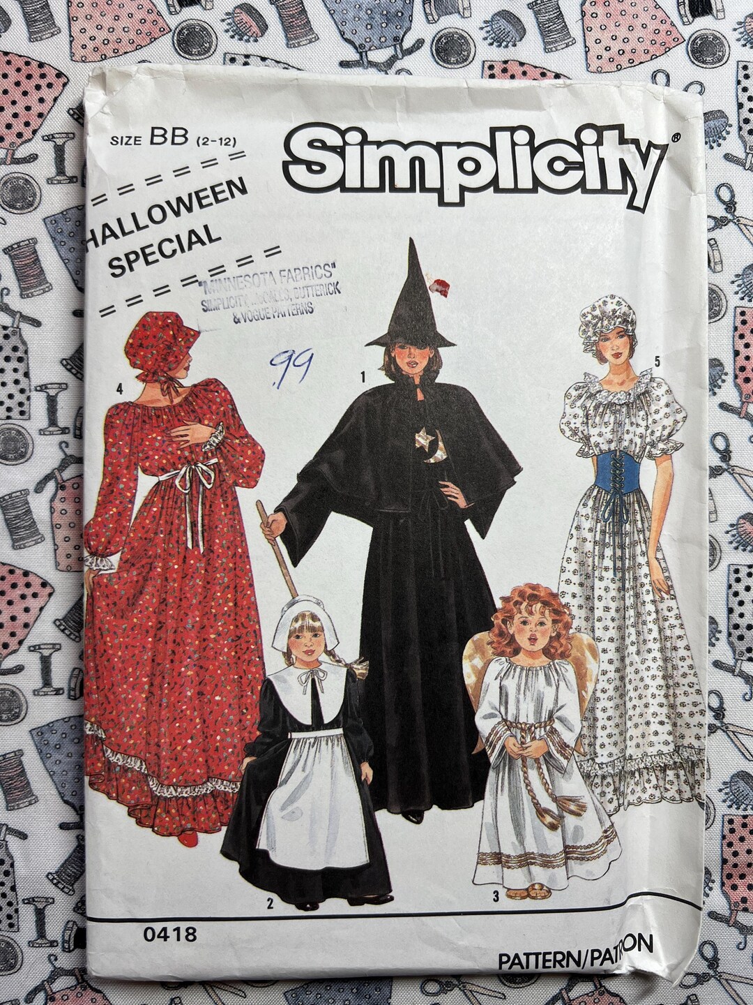 Simplicity Sewing Pattern Halloween Special Girls' Costumes Witch Pilgrim Angel Size 2-12 FF ...