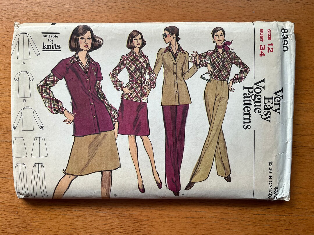 Vogue Sewing Pattern 8390 Misses' Jacket Skirt Pants & Shirt Size 12 FF ...