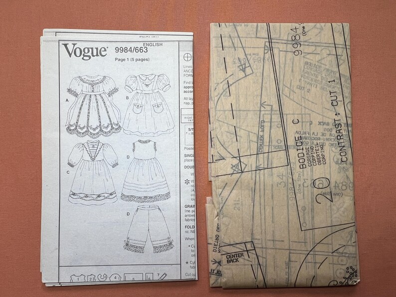 Vogue Sewing Pattern 9984 18" Doll Old-fashioned Dresses UNCUT - Etsy