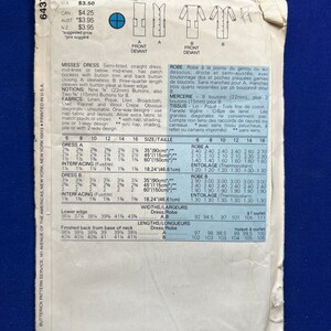 Butterick Sewing Pattern 6437 Misses' Dress Size 12-16 FF UNCUT - Etsy