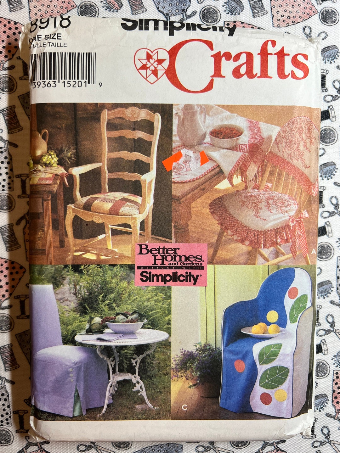 Simplicity Crafts Sewing Pattern 8918 Chair Covers Placemats FF UNCUT ...