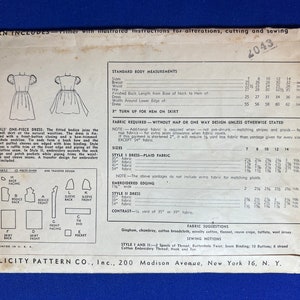 Simplicity Sewing Pattern 1852 Girls' One-piece Dress Size 7 FF UNCUT ...