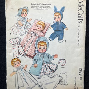Mccall's Sewing Pattern 2183 Baby Doll's Wardrobe Ginette Gigi's Li'l ...