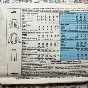 Mccall's Sewing Pattern 6574 Misses' Wrap-jacket Skirt & Blouse Size 8 ...
