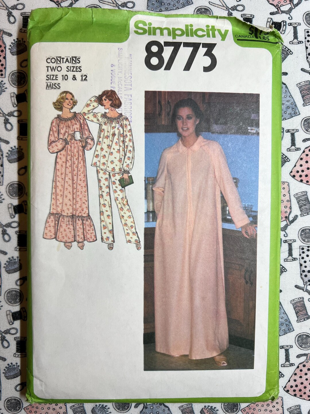 Simplicity Sewing Pattern 8773 Misses Nightgown Pajamas and Robe Size ...