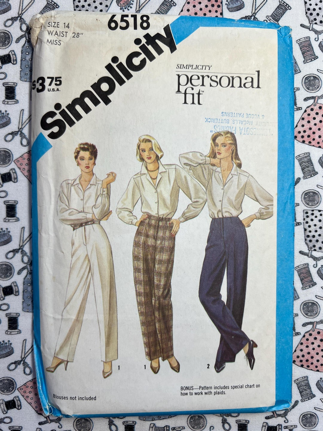 Simplicity Sewing Pattern 6518 Misses' Proportioned Pants Size 14 Waist ...