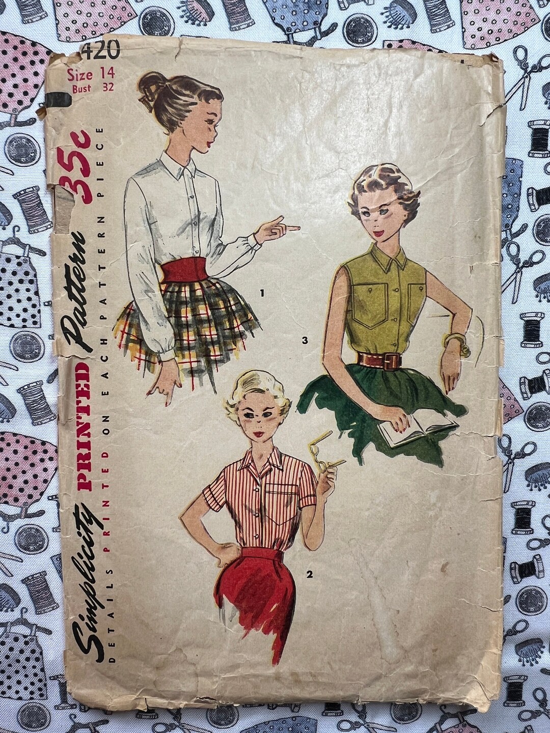 Simplicity Sewing Pattern 4420 Teen Age Blouses Size 14 Bust 32 Cut ...