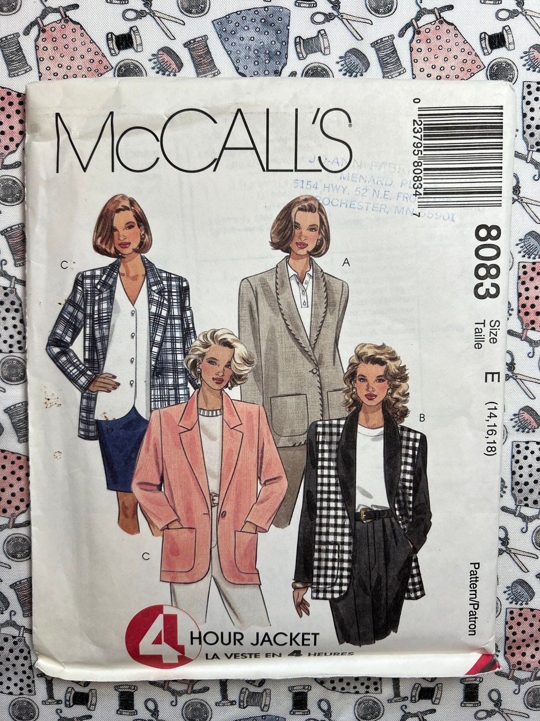 Mccall's Sewing Pattern 8083 Misses' Lined or Unlined Jacket Size 14-18 ...