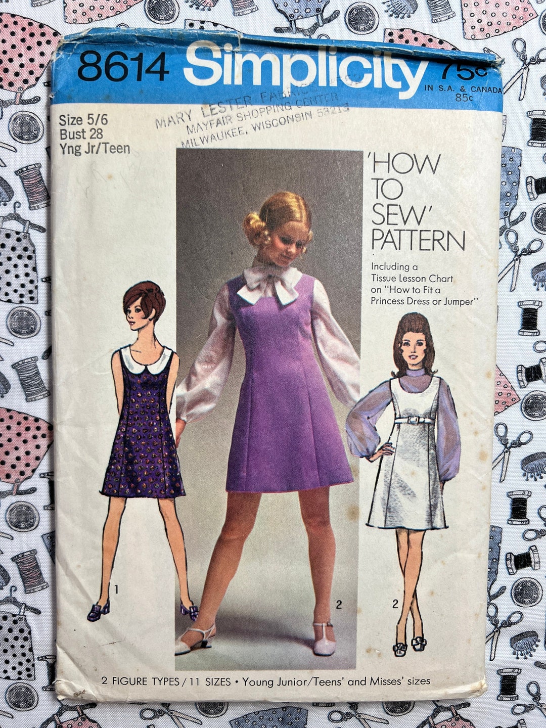 Simplicity 8614 Sewing Pattern: Junior/teen Jumper Dress & Blouse, Size 5/6 - Etsy