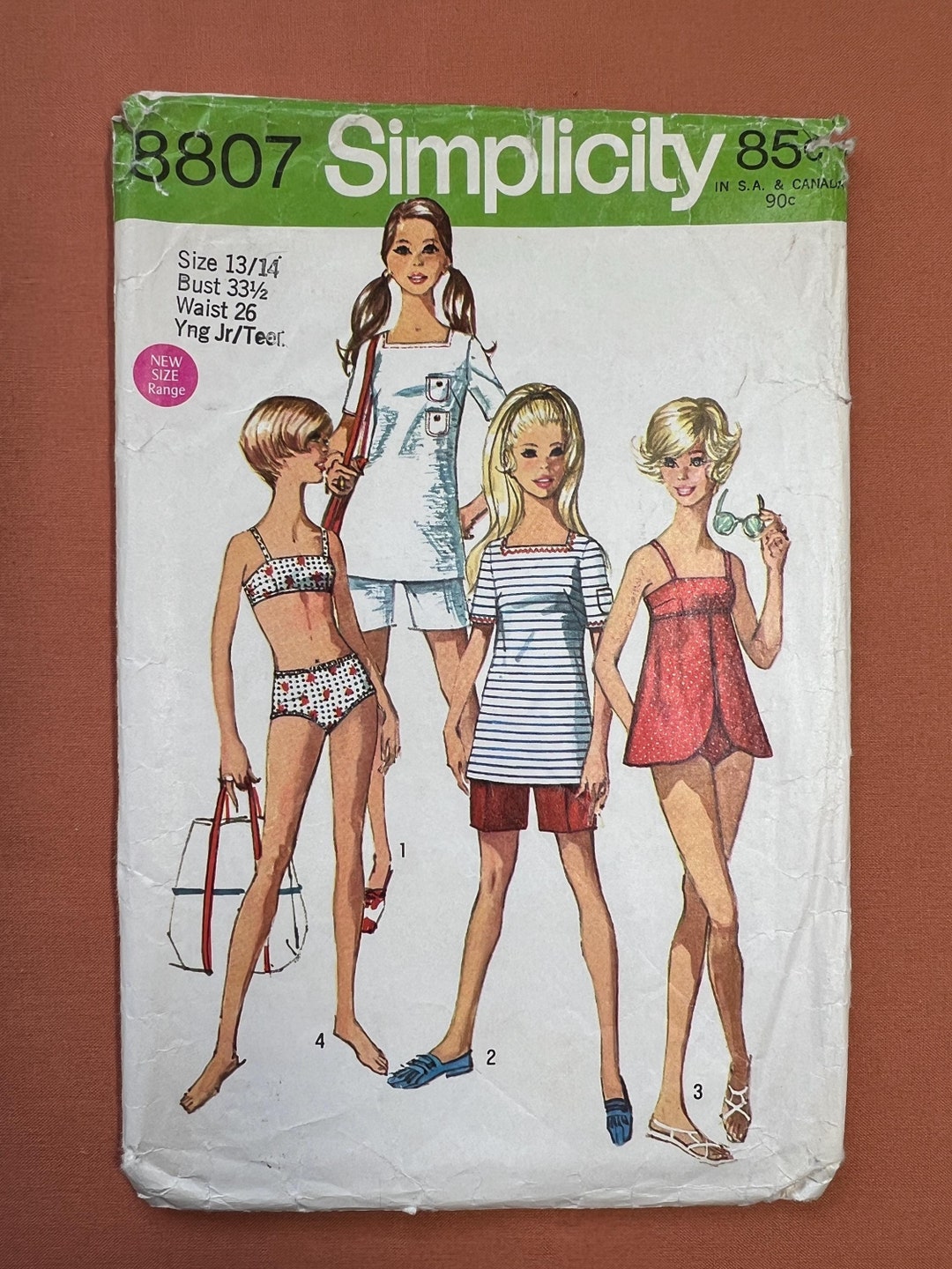 Simplicity Sewing Pattern 8807 Young Juniors/teens Tunic Shorts and Bathing Suit Size 13/14 Bust ...