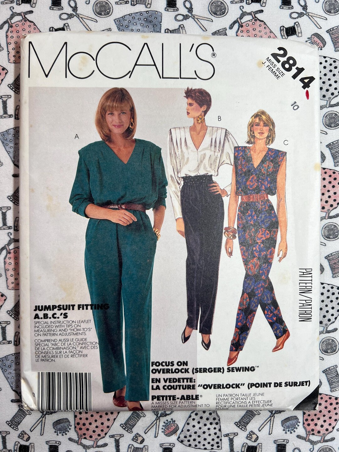 Mccall's Sewing Pattern 2814 Misses' Jumpsuit Size 10 FF UNCUT - Etsy