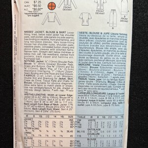 Butterick Sewing Pattern 4749 Evan Picone Misses Jacket Blouse & Skirt ...