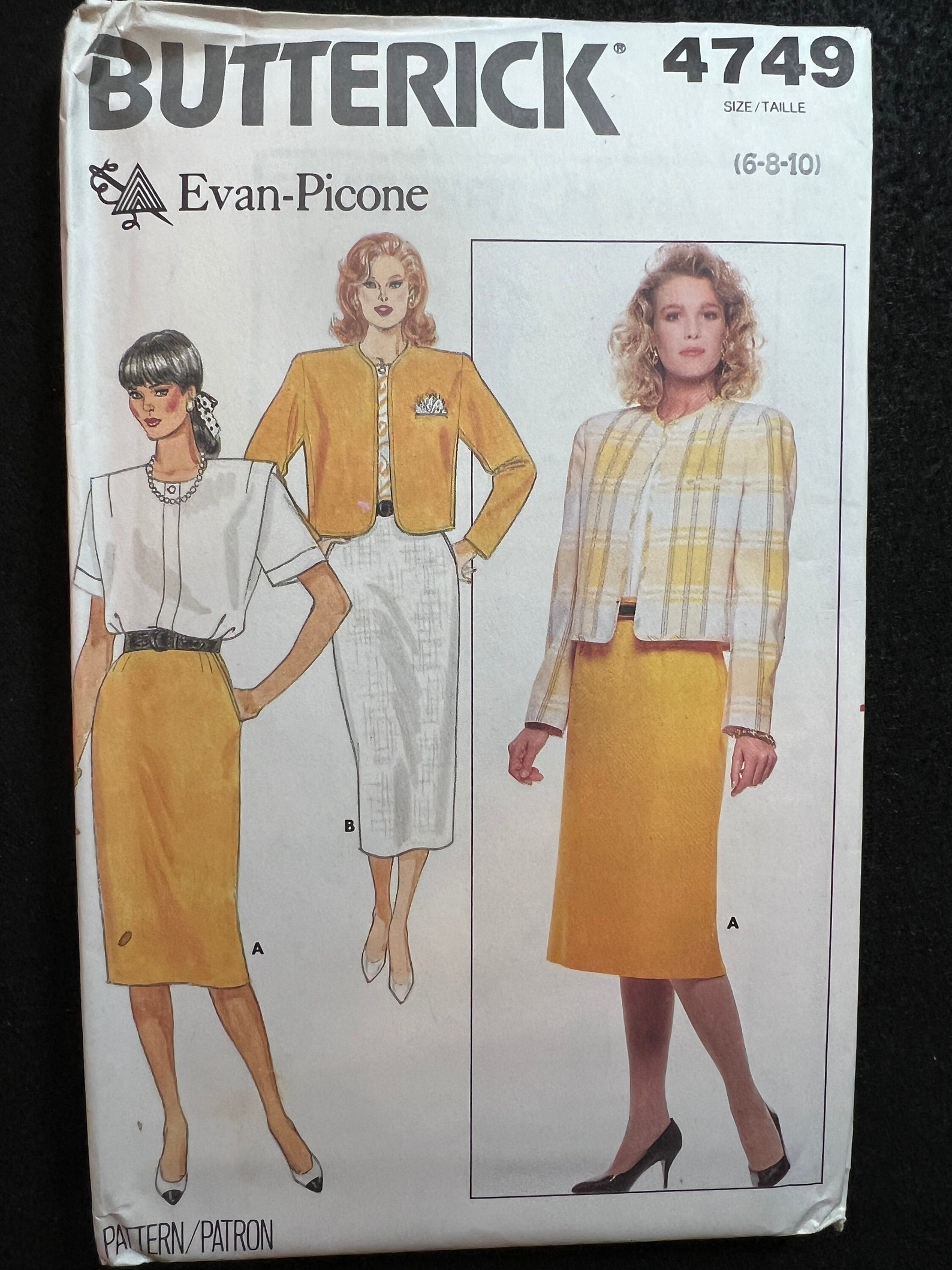 Butterick Sewing Pattern 4749 Evan Picone Misses Jacket Blouse & Skirt ...