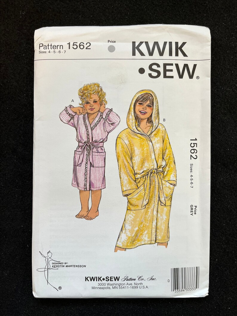 Kwik Sew Sewing Pattern 1562 Girls Robes Size 4 5 6 7 FF UNCUT - Etsy