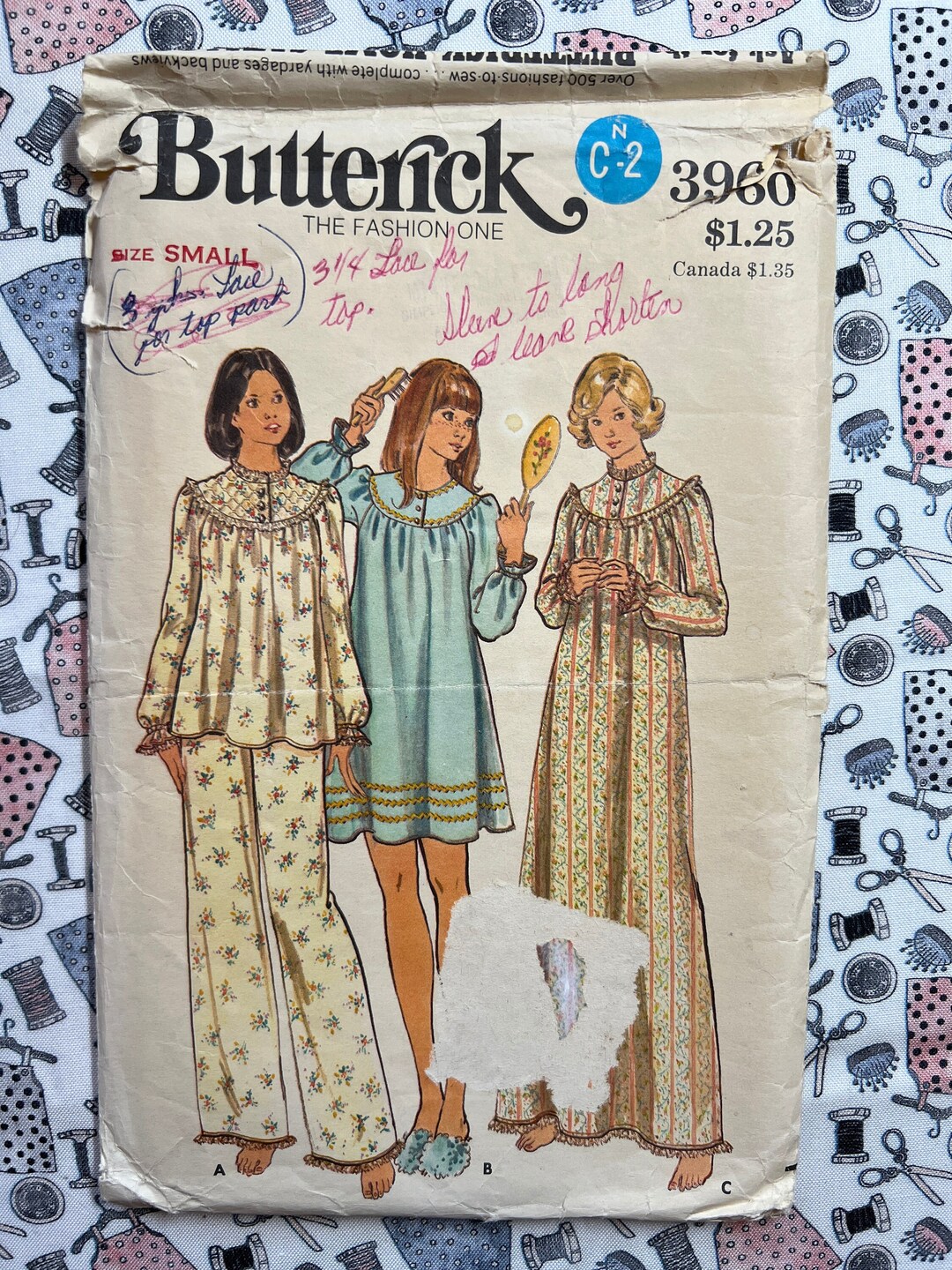 Butterick Sewing Pattern 3960 Misses' Pajama & Nightgown Size Small 8 ...