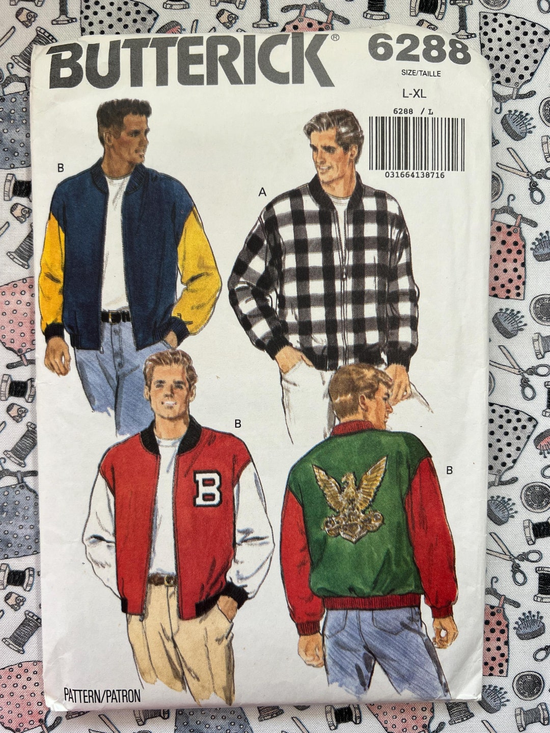 Butterick Sewing Pattern 6288 Men's Jacket Size L-XL (42-48) FF UNCUT ...