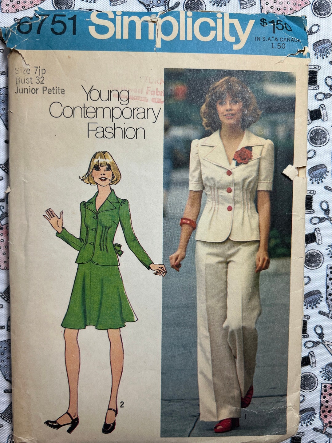 Simplicity 6751 Sewing Pattern: Junior Petite Jacket, Skirt & Pants ...