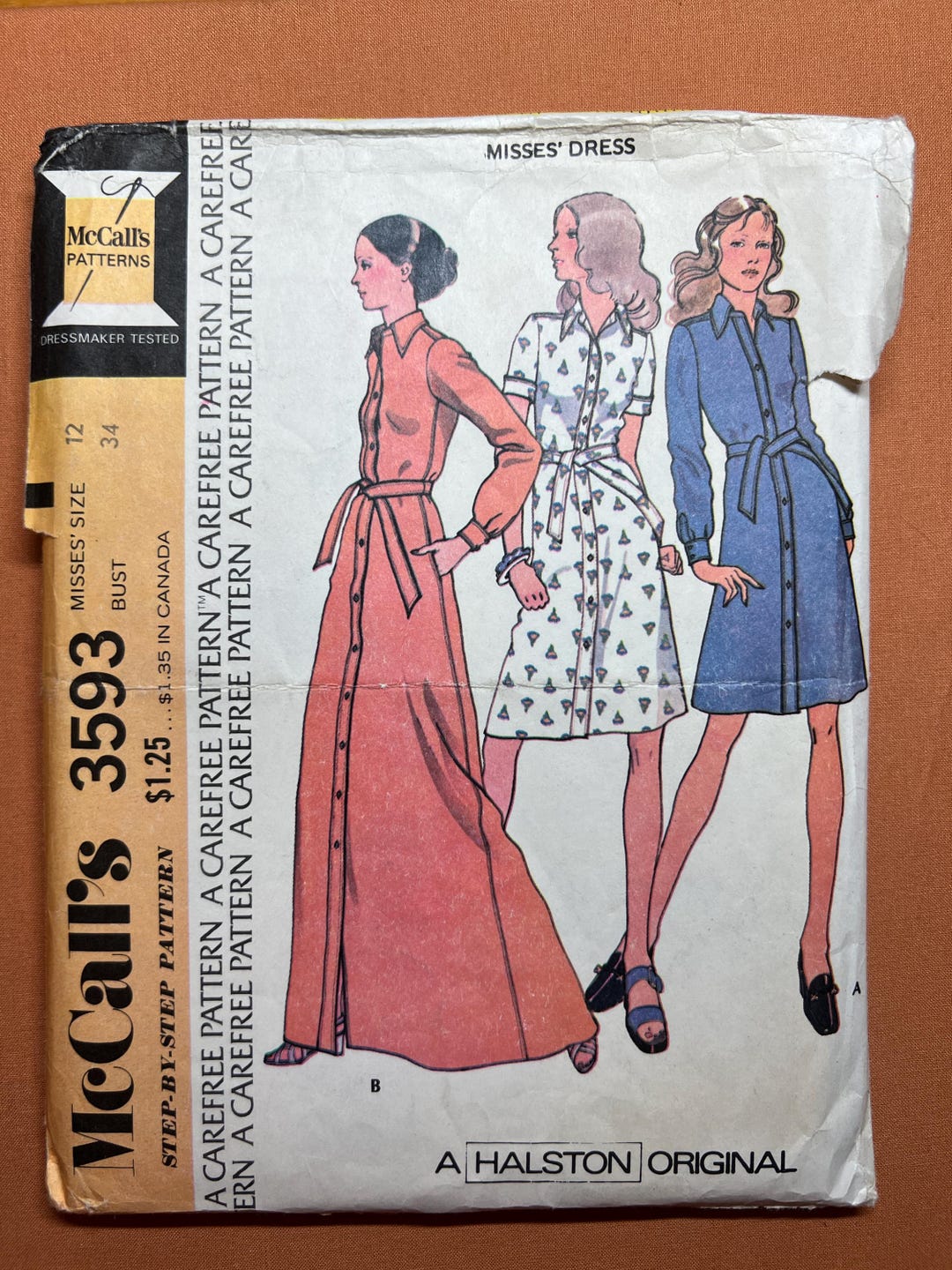 Mccall's Sewing Pattern 3593: Misses' Halston Dress Size 12 Bust 34 - Etsy