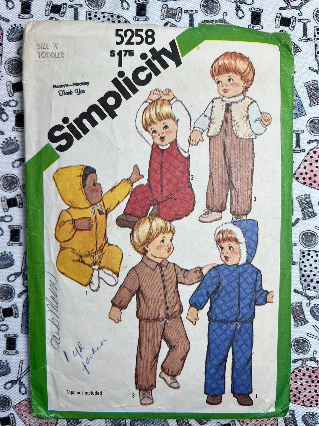 Simplicity 5258 Toddler Overalls Sewing Pattern: Hooded Jacket & Vest ...