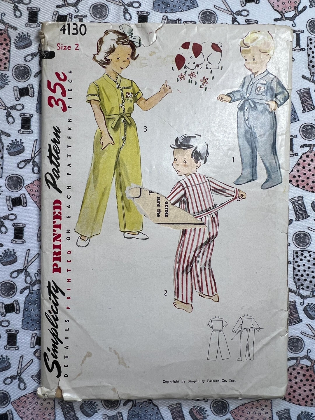 Simplicity Sewing Pattern 4130 Child's One-piece Pajamas With Transfer ...