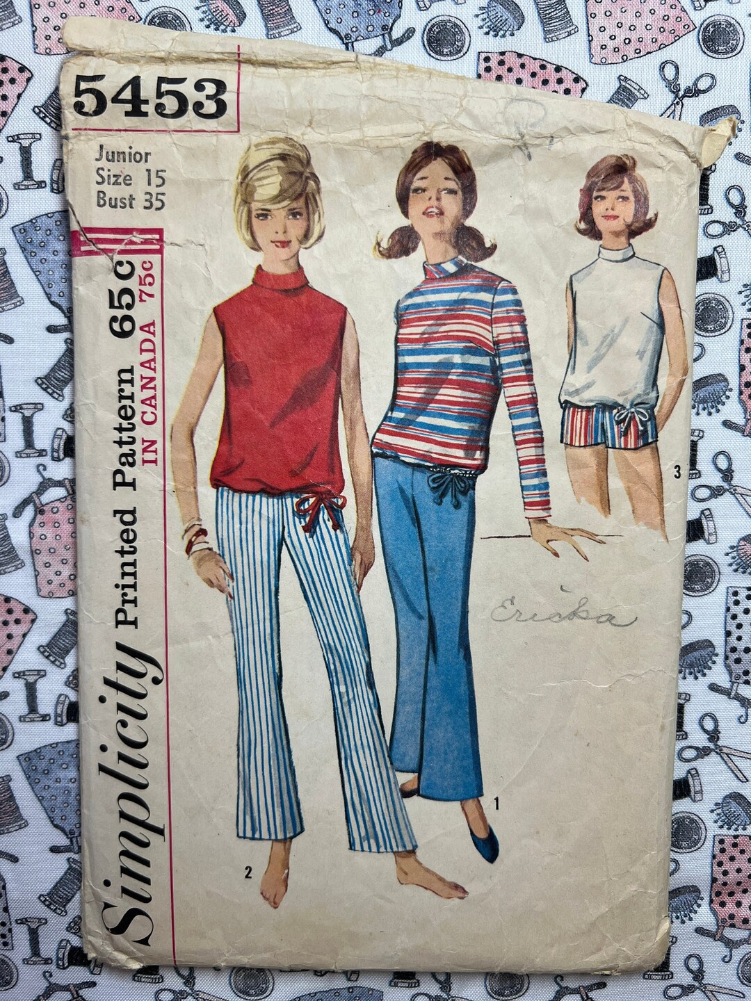 Simplicity 5453 Sewing Pattern: Teens' Blouse, Shorts, Bell Bottoms ...