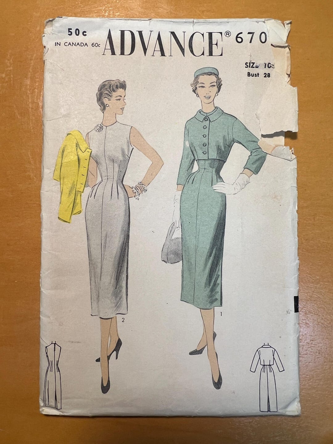 Advance Sewing Pattern 6703 Misses Dress and Jacket Size 10 Bust 28 - Etsy