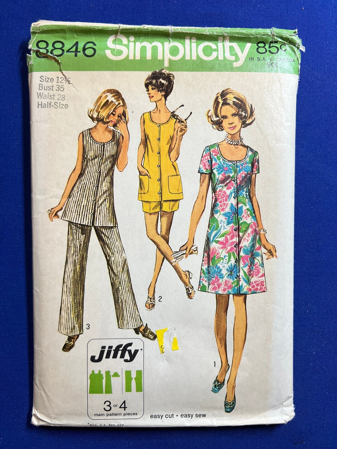 Simplicity 8846 Jiffy Sewing Pattern: Dress, Tunic, Pants - Bust 35 ...