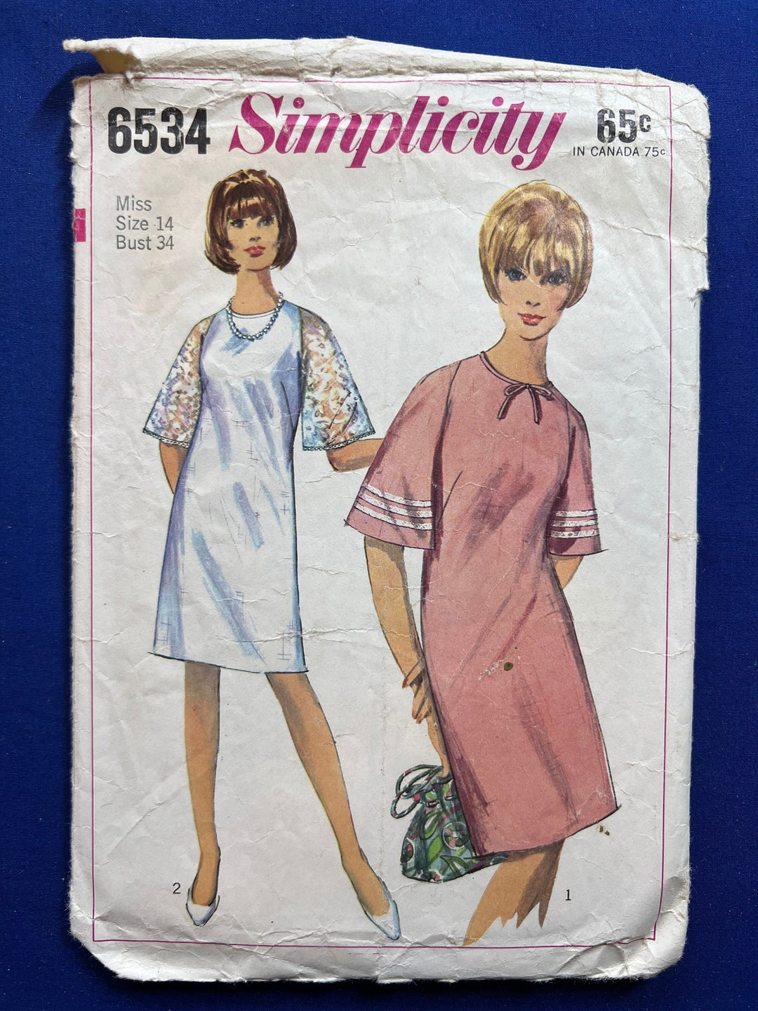 Simplicity Sewing Pattern 6534 Misses' One Piece Dress Size 14 Cut ...