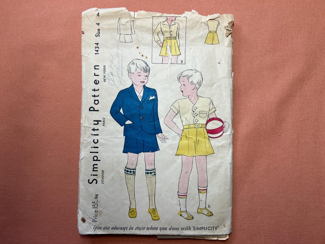 Simplicity Sewing Pattern 1434 Boys' Jacket Blouse and Trousers Size 4 ...