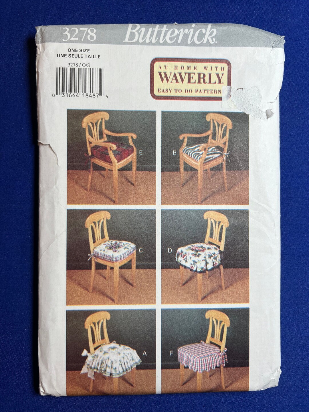 Butterick Waverly Sewing Pattern 3278 Chair Pads FF UNCUT - Etsy