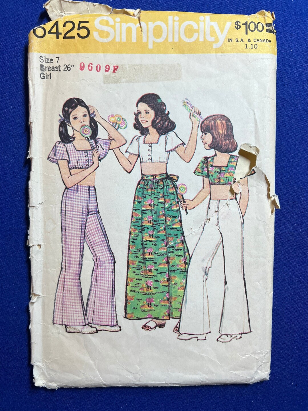 Simplicity Sewing Pattern 6425 Girls' Top Bell-bottom Pants & Front ...