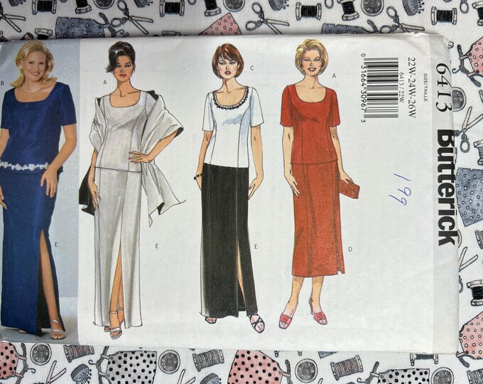 Butterick Sewing Pattern 6413 Women's Top Skirt & Stole Size 22W-26W FF ...