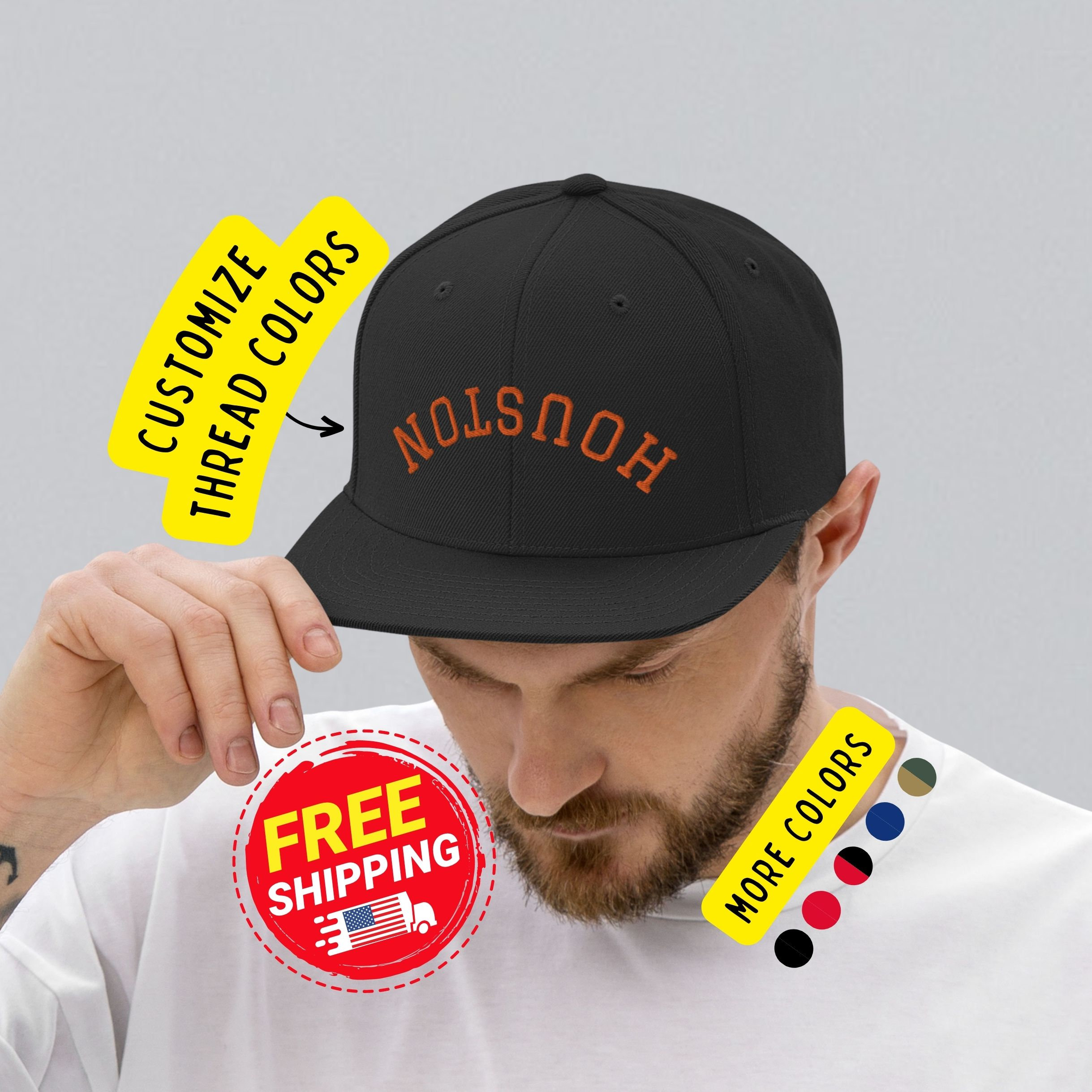 Houston Upside Down Snapback Hat, Houston H Hat, Houston Baseball Cap ...