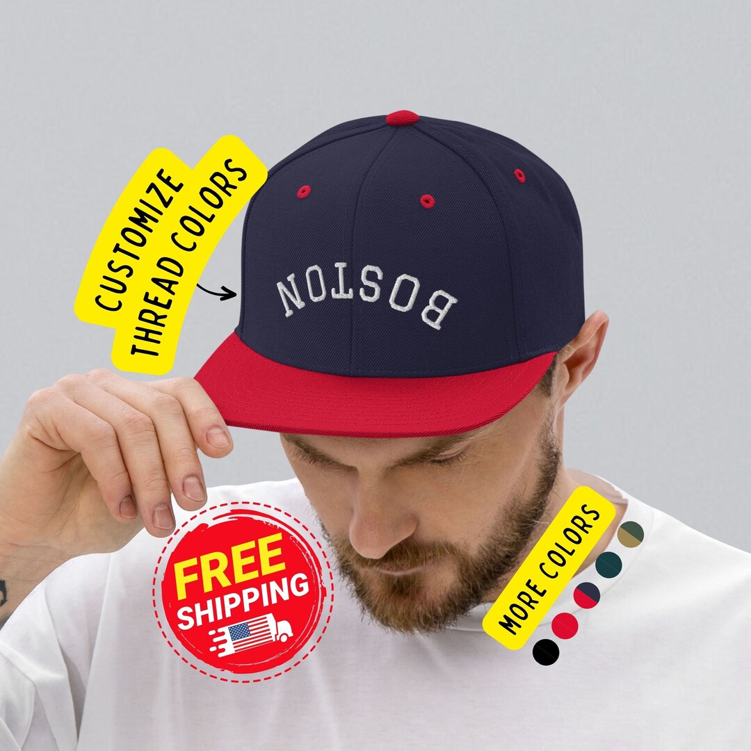 Boston Upside Down Snapback Hat, Boston Baseball Cap, Boston Basketball ...