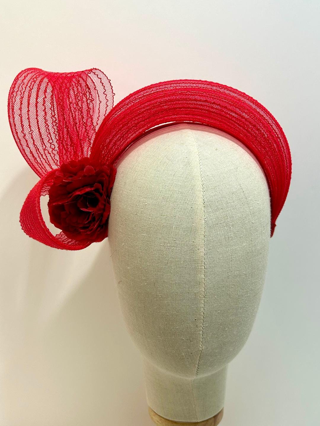 Red Fascinator, Headband Weddings, the Races, Luncheon Events, Floral ...