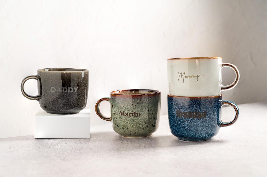Personalised Reactive Glaze Mug: Custom Engraved Ceramic Coffee Cup - Etsy