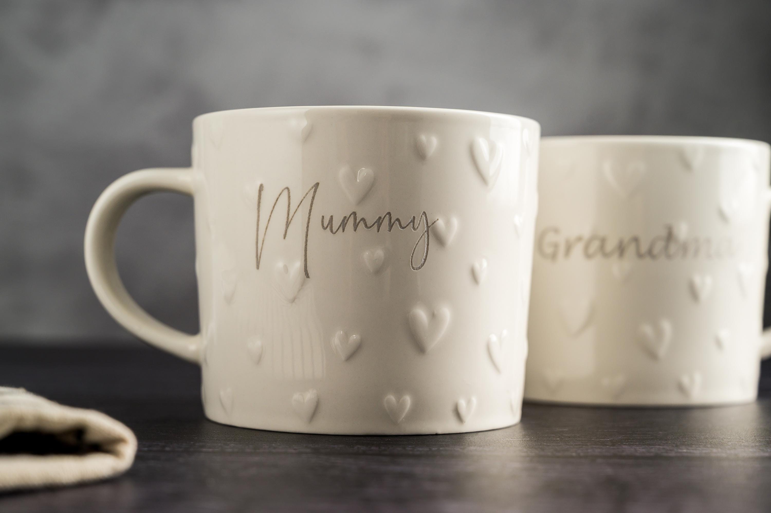 Personalised Embossed Heart Ceramic Coffee Mug: Engraved Stoneware ...