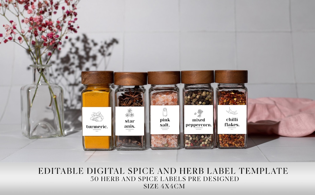 Printable Minimalist Spice Jar Label Template | Modern Spice Jar Label ...