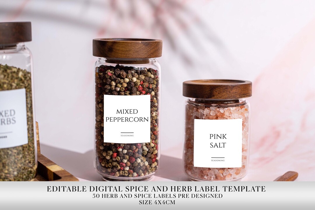 Printable Minimalist Spice Jar Label Template | Modern Spice Jar Label ...