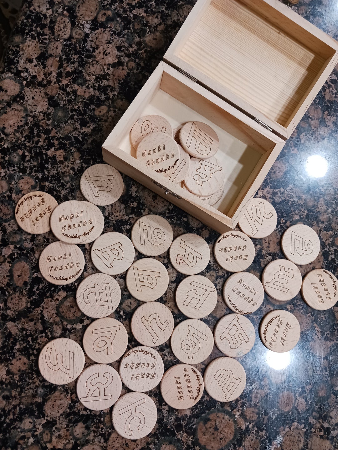 Punjabi 35 Akhar Words for Kids . Engraved on Wood Coins . With Kids ...