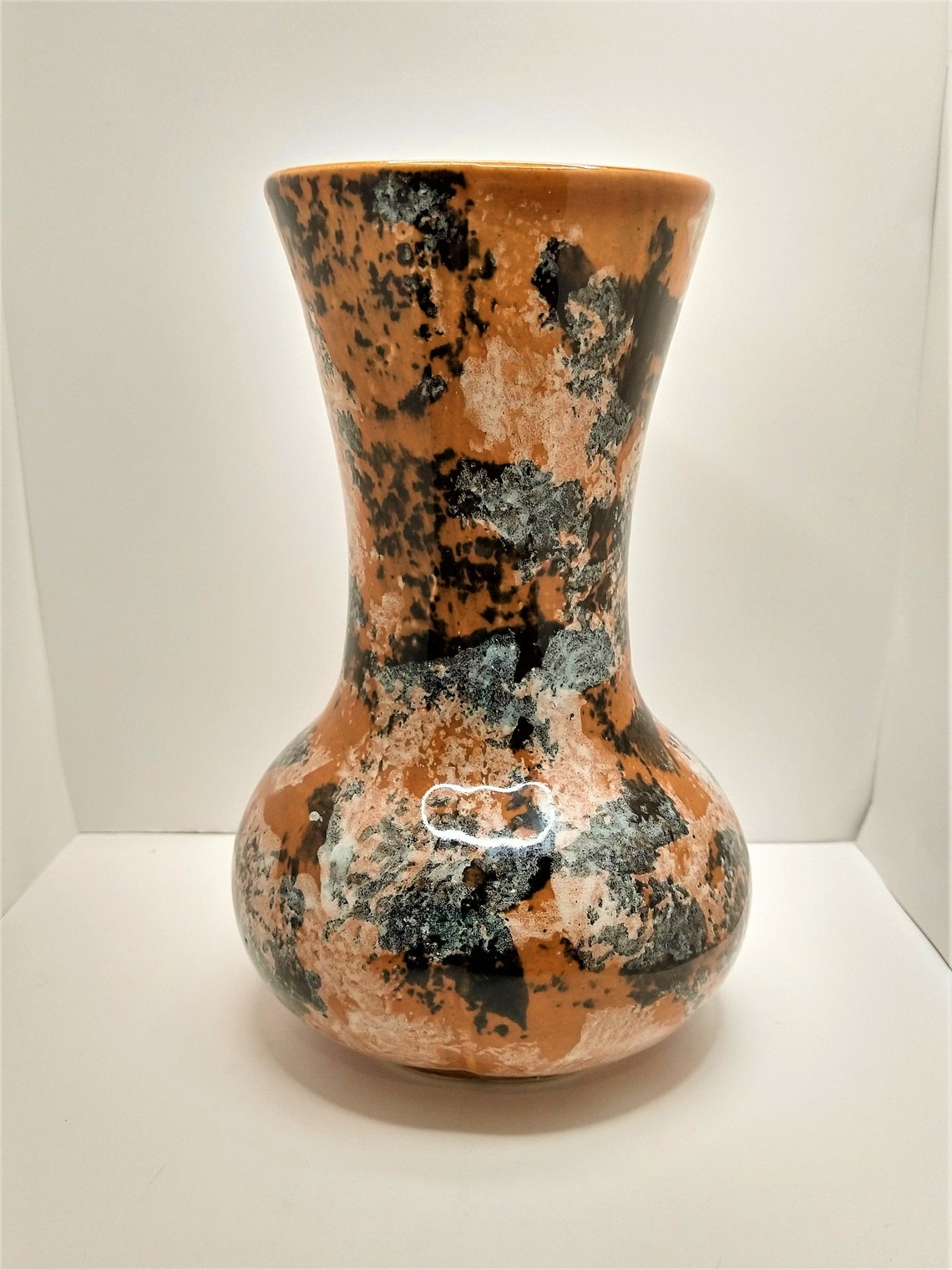 Speckled vase orange and black splatter ceramic unique | Etsy