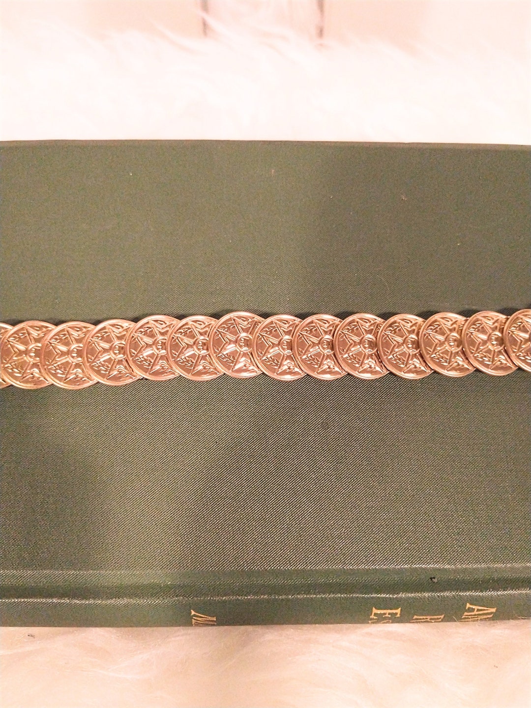 70s Gold Cross Coin Cinch Stretch Belt, Clacker Belt - Etsy