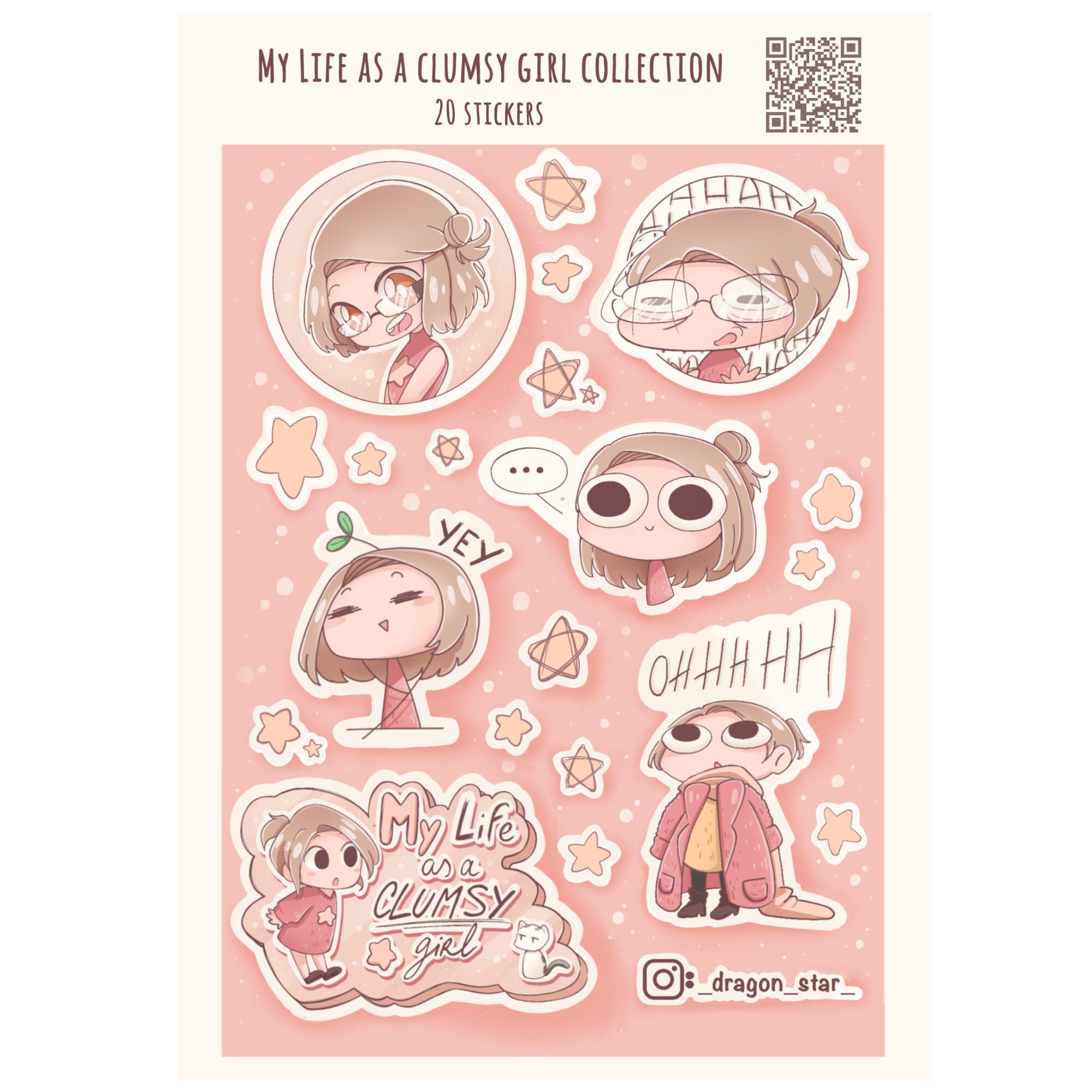 Board of 20 Stickers My Life as a Clumsy Girl - Etsy