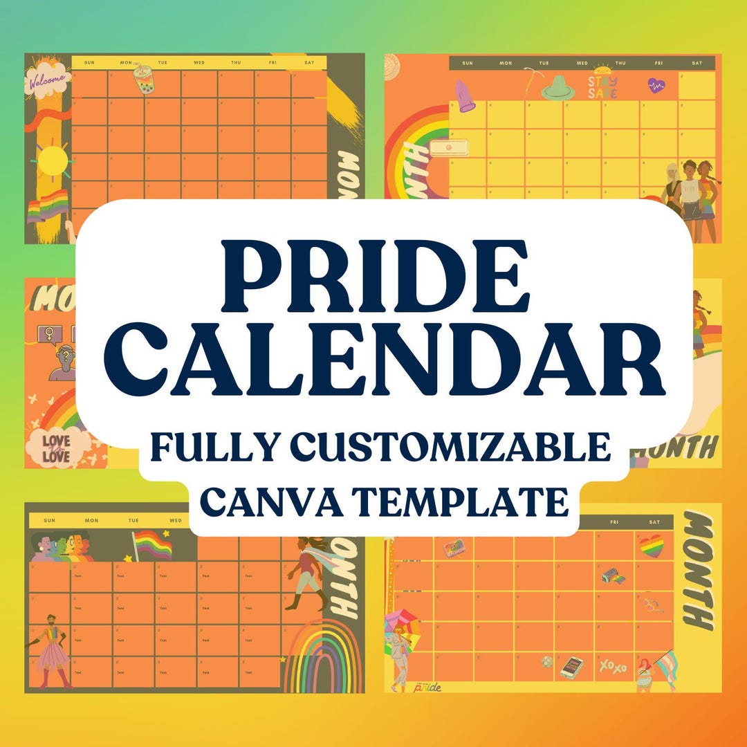 Pride-themed Digital Calendar Template | Canva Template | Fully ...