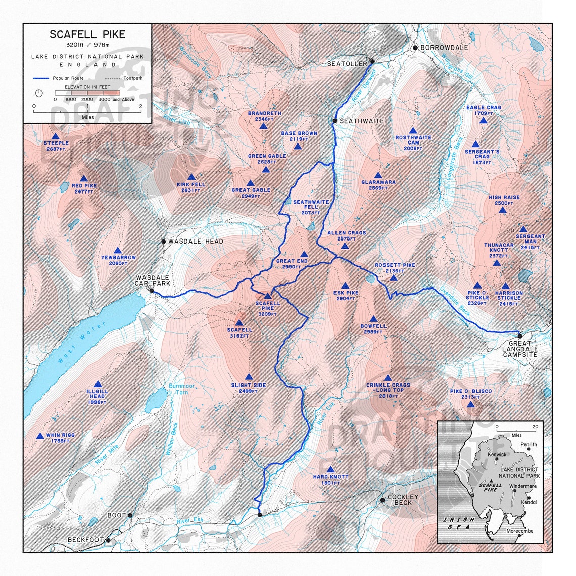 SCAFELL PIKE Colour Lake District National Park England - Etsy