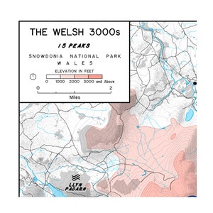 The Welsh 3000s - Colour - Snowdonia, Wales, UK - Hiking Trail Map Art ...