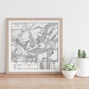 The Welsh 3000s - Snowdonia, Wales, UK - Hiking Trail Map Art Print ...
