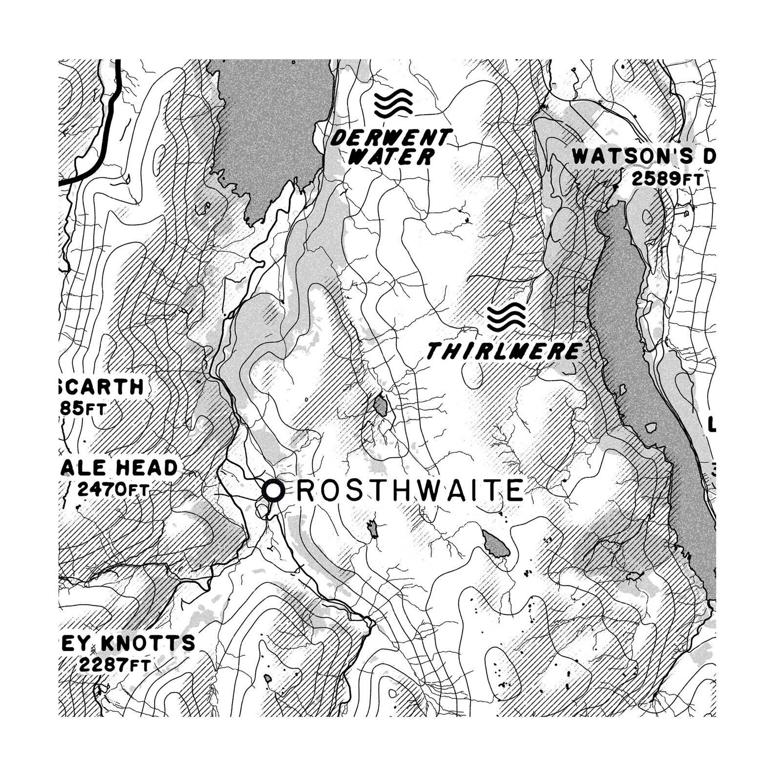 Bob Graham Round - Lake District, England, UK - Hiking Trail Map Art ...